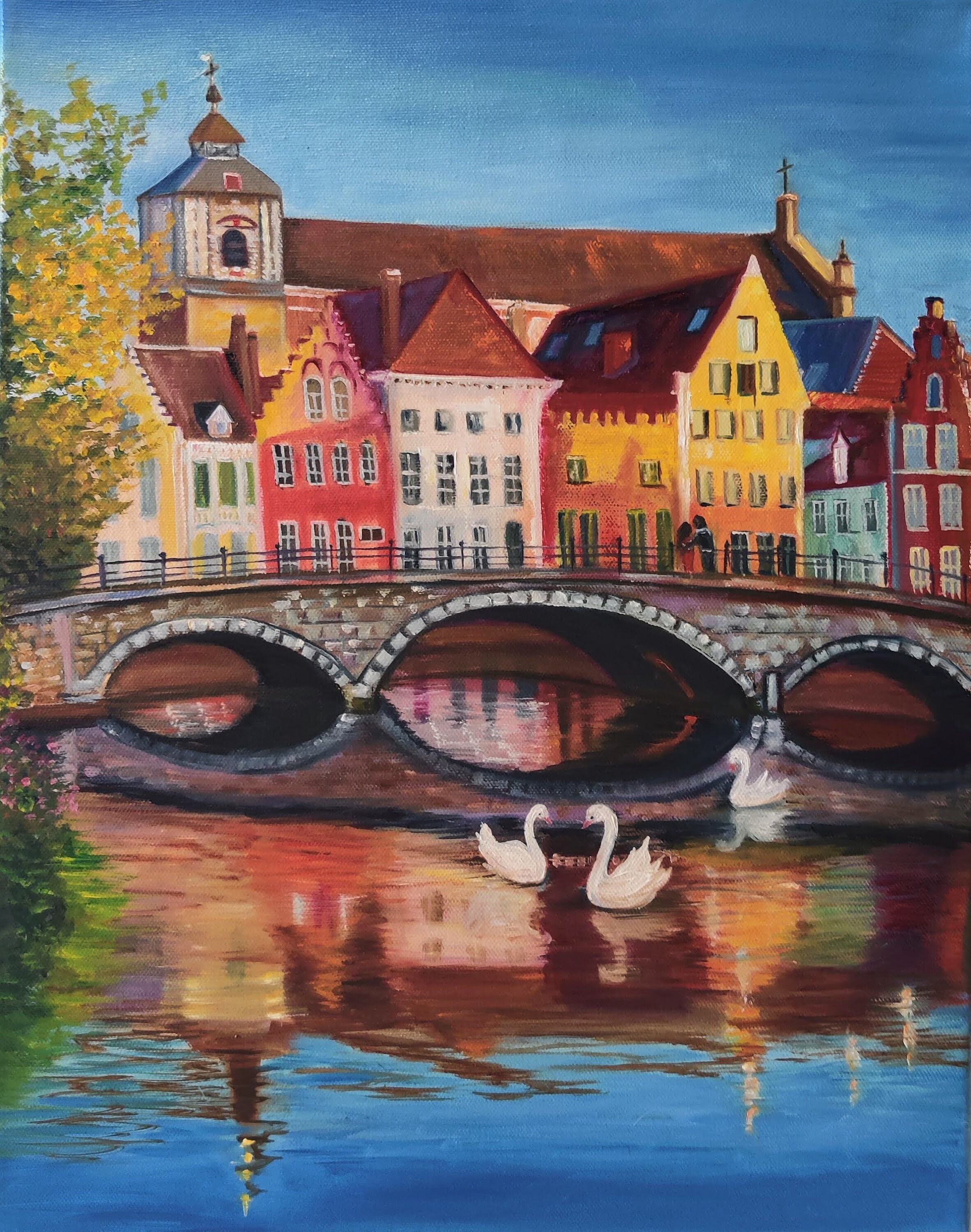 Bruges Bridge. Original Oil Painting on Canvas14x18 Bruges Canal Art ...