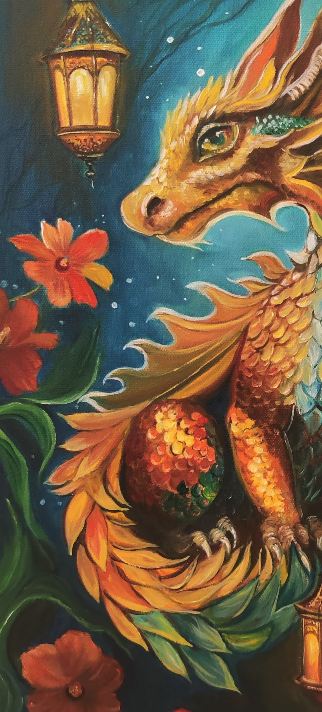 Dragon Oil Painting on Canvas Wall Art, Fantasy Dragon Art Chinese ...