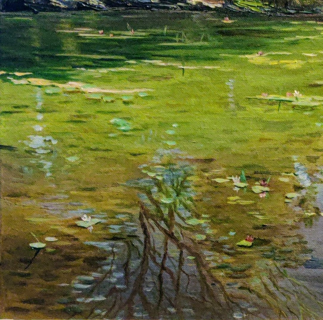 Old Pond. Reflection . Original Oil Painting 14x14forest Landscape ...