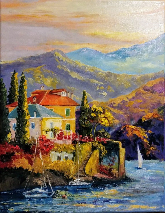 Mediterranean Landscape Painting. Original Oil Painting on - Etsy