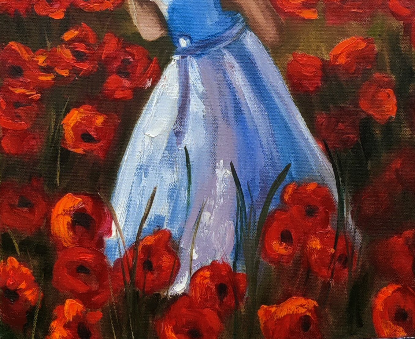Girl in Poppy Field. Oil Painting on Stretched Canvas - Etsy