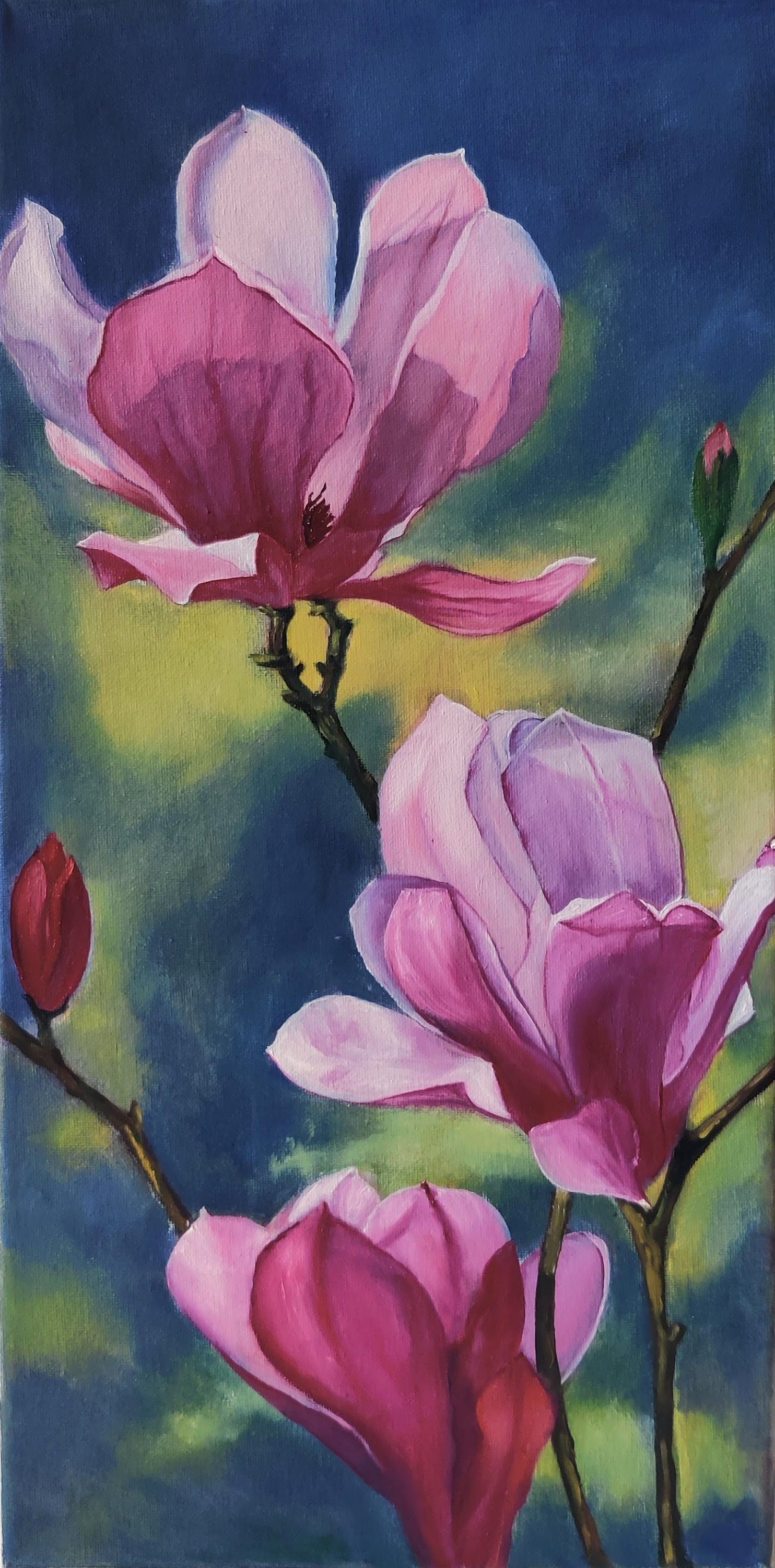 Magnolia. Oil Painting on Canvas 10"x20". - Etsy
