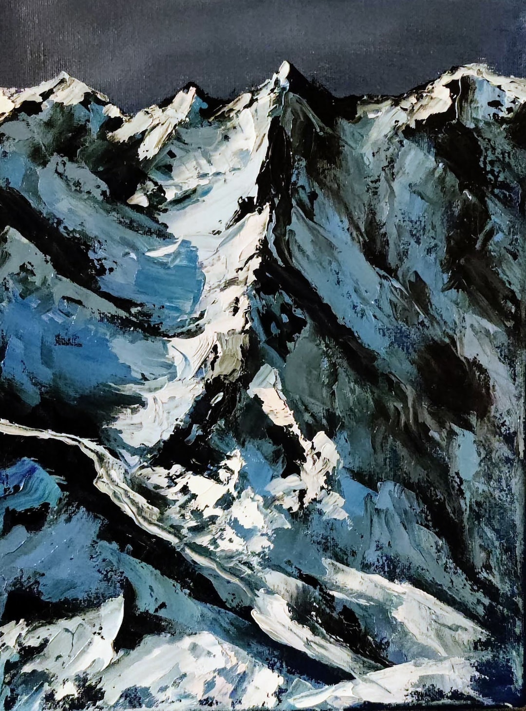 Snow Mountain. Oil Painting on Canvas 9"x12" Textured Wall Art Modern ...