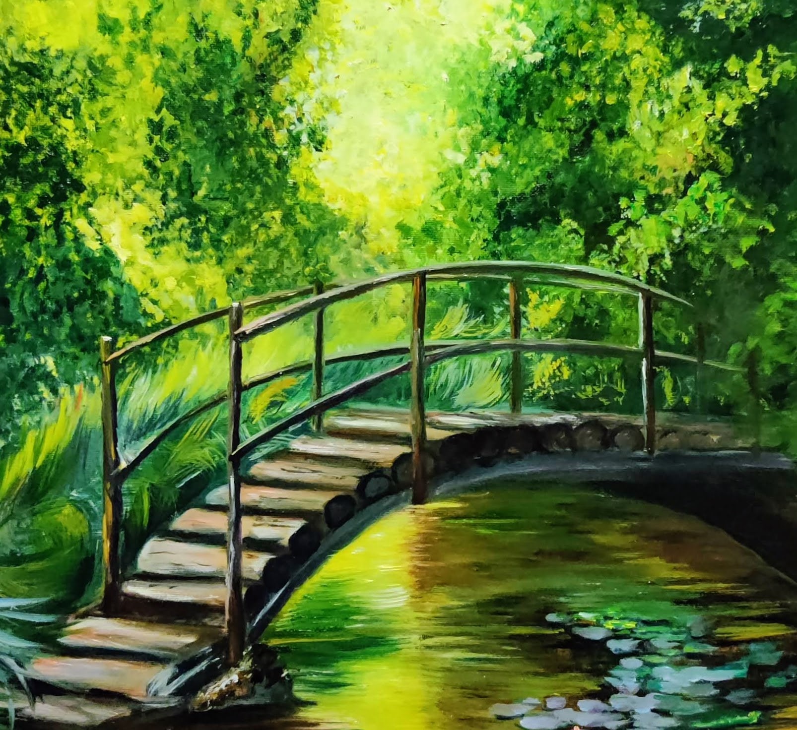 The Bridge. Original Oil Painting Art Forest Artwork Landscape - Etsy