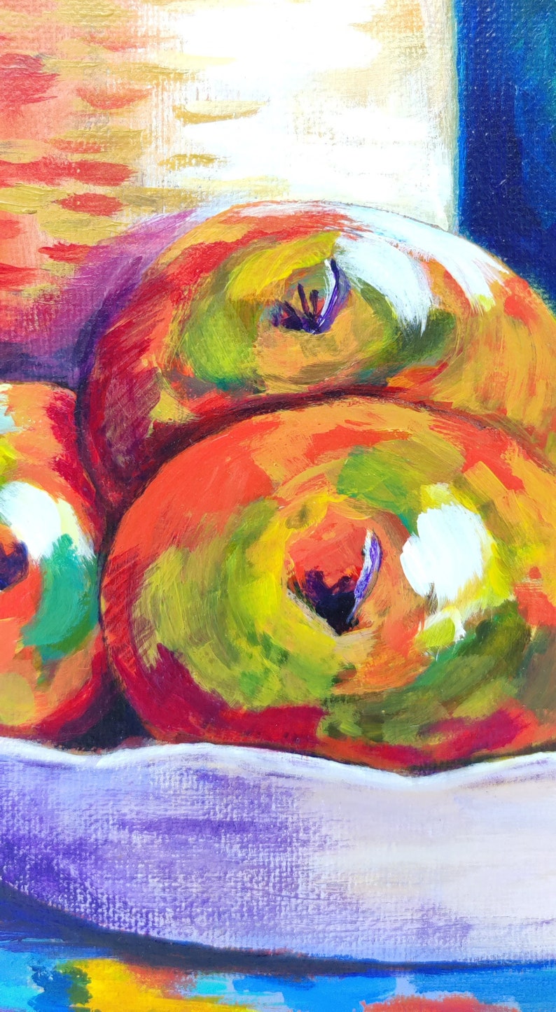Still Life With Jug, Apple and Wine. Impressionism . Original Painting ...