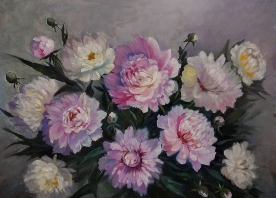 Peonies. Original Oil Painting on Canvas 24"x18" Bouquet of Peonies ...
