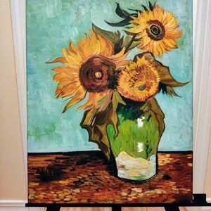 Three Sunflowers . Art Reproduction of "three Sunflowers in a Vase ...