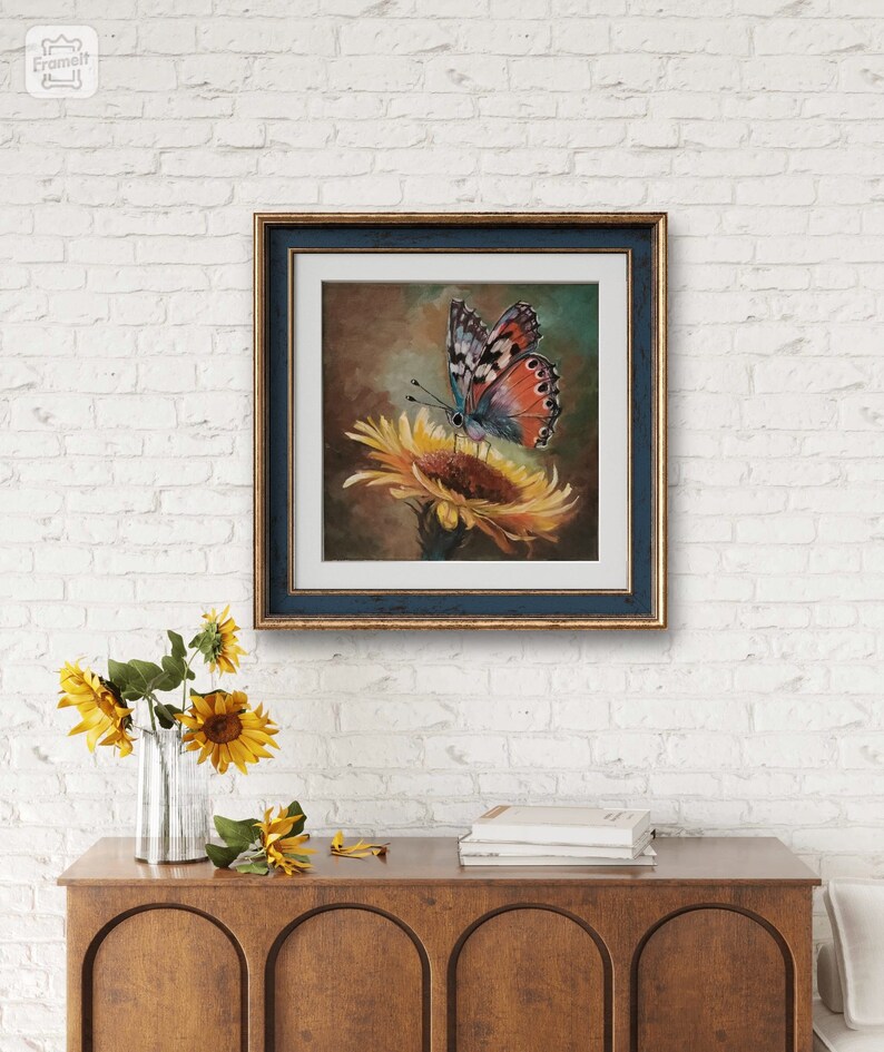 Butterfly and Yellow Flower. Oil Painting on Canvas 12x12 - Etsy