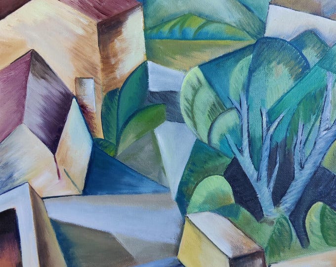 Summer Cottage. Abstract Cityscape Modern Building, Cubism Style ...