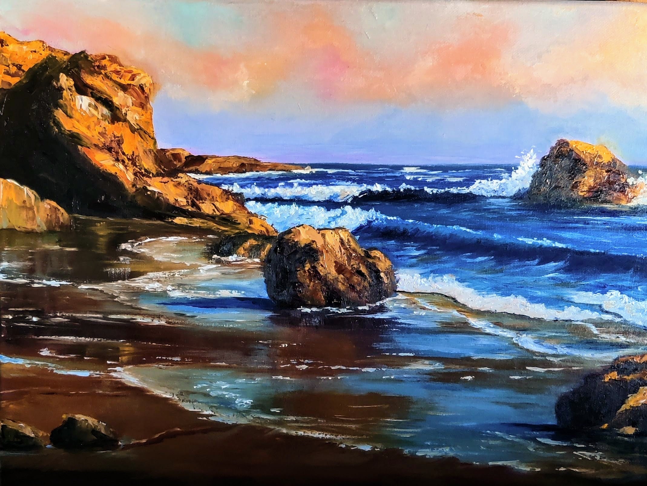 Painting Sandy Shore Oil Painting Seascape Original Art Oil Artwork ...