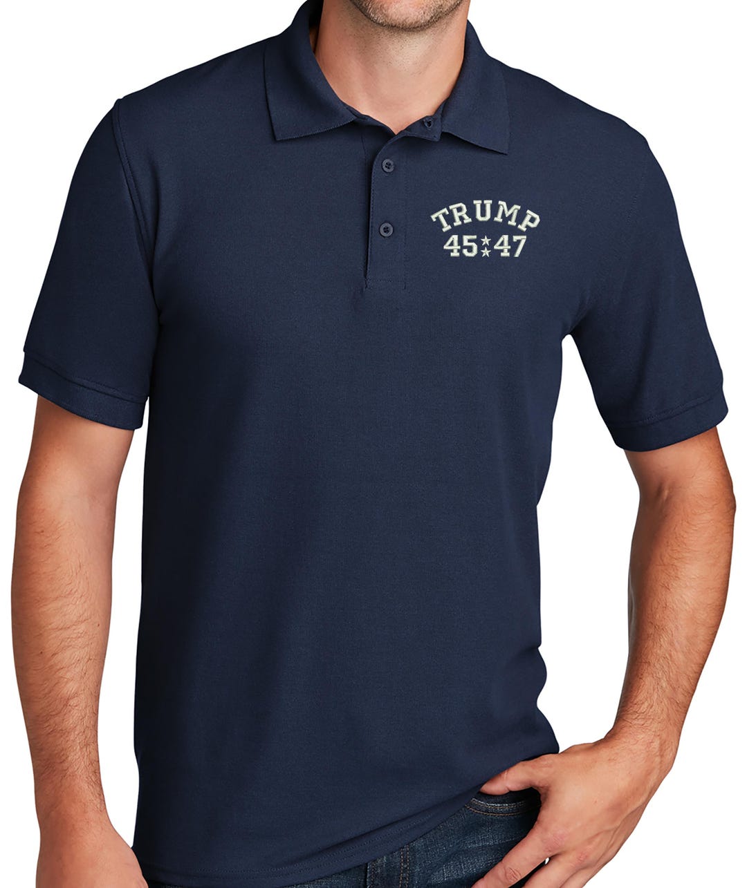 Trump 45/47 Embroidered Men's Short Sleeve Polo Shirt Patriotic Gift ...