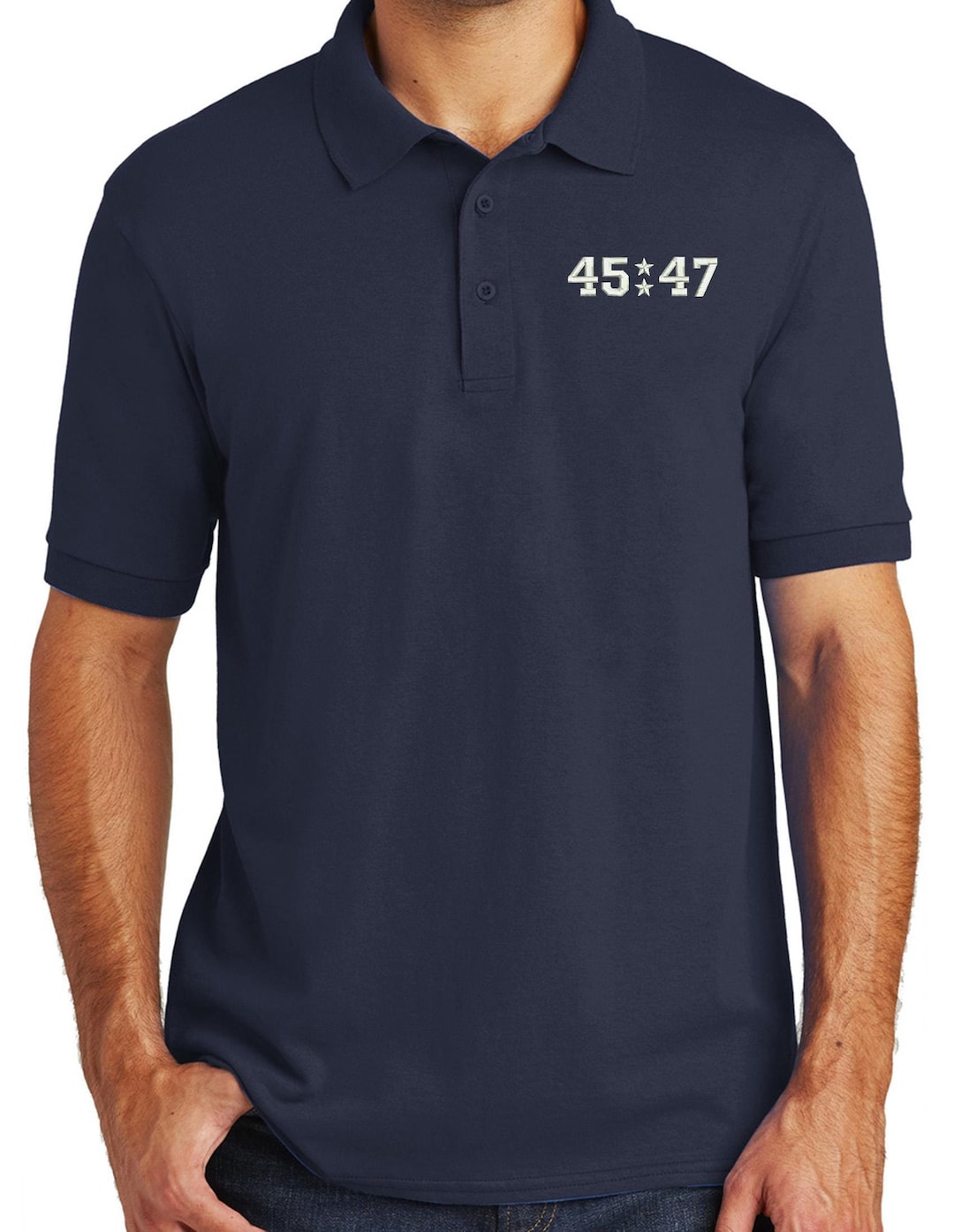 Trump Only 45/47 Embroidered Men's Short Sleeve Polo Shirt Patriotic ...