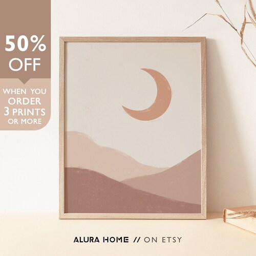 Abstract Moon Wall Art Night Sky Poster Printable Celestial - Etsy