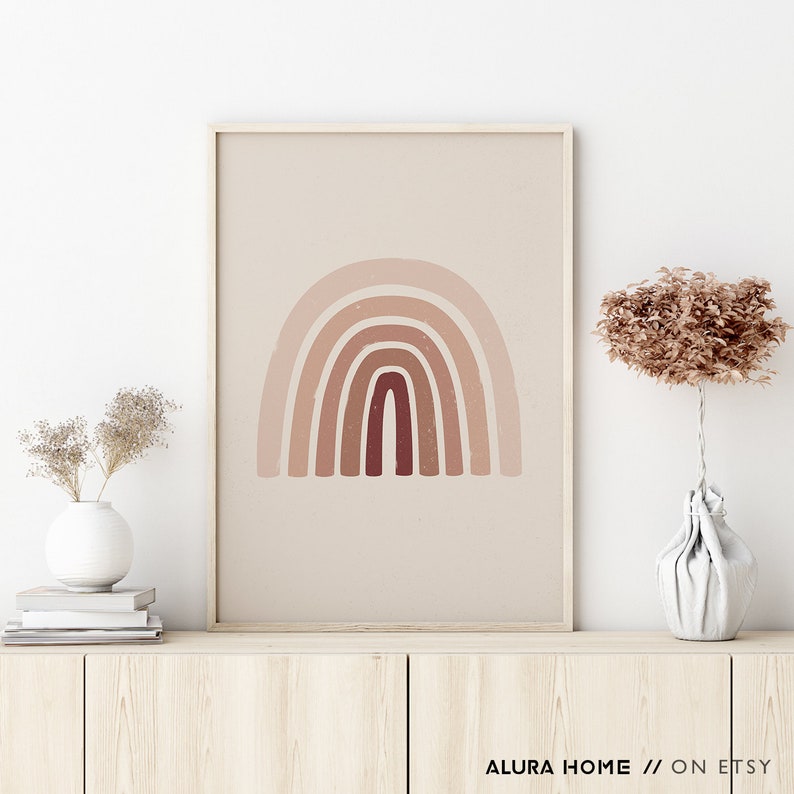 Abstract Rainbow Print Boho Rainbow Wall Art Minimalist | Etsy