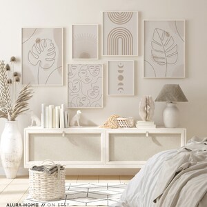 Neutral Gallery Wall Set Prints, Set of 6 Prints, Neutral Boho Wall ...