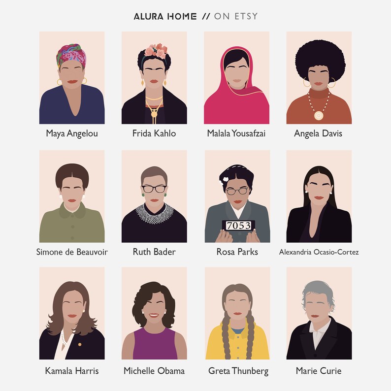Set Feminist Icon Set of 12 Female Activists Prints - Etsy