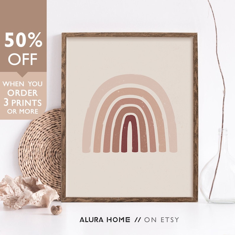 Abstract Rainbow Print, Boho Rainbow Wall Art, Minimalist Rainbow ...