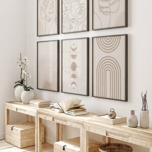 Neutral Gallery Wall Set Prints, Set of 6 Prints, Neutral Boho Wall ...