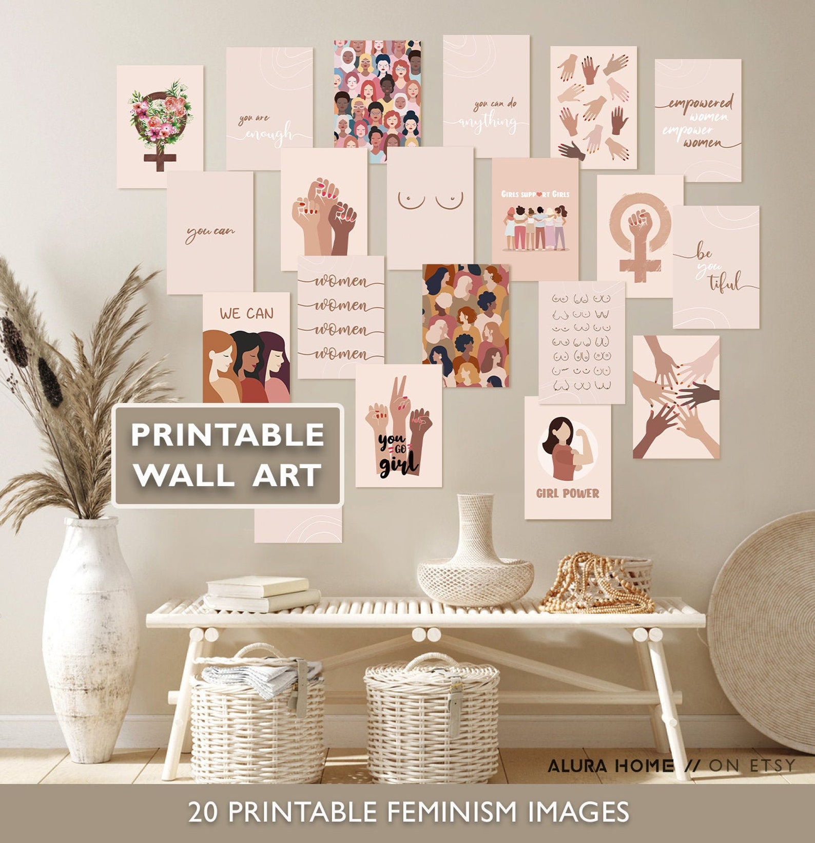 Collage Kit Feminist Wall Art Gallery Wall Set Minimalist Etsy