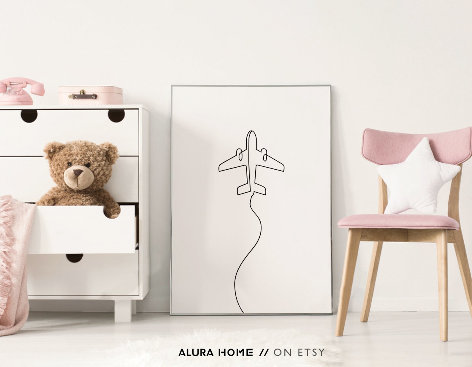 Airplane Print, Line Drawing Print, Airplane Wall Art, Aviation Decor ...