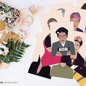 Set Feminist Icon, Set of 12 Female Activists Prints, Influential Women ...