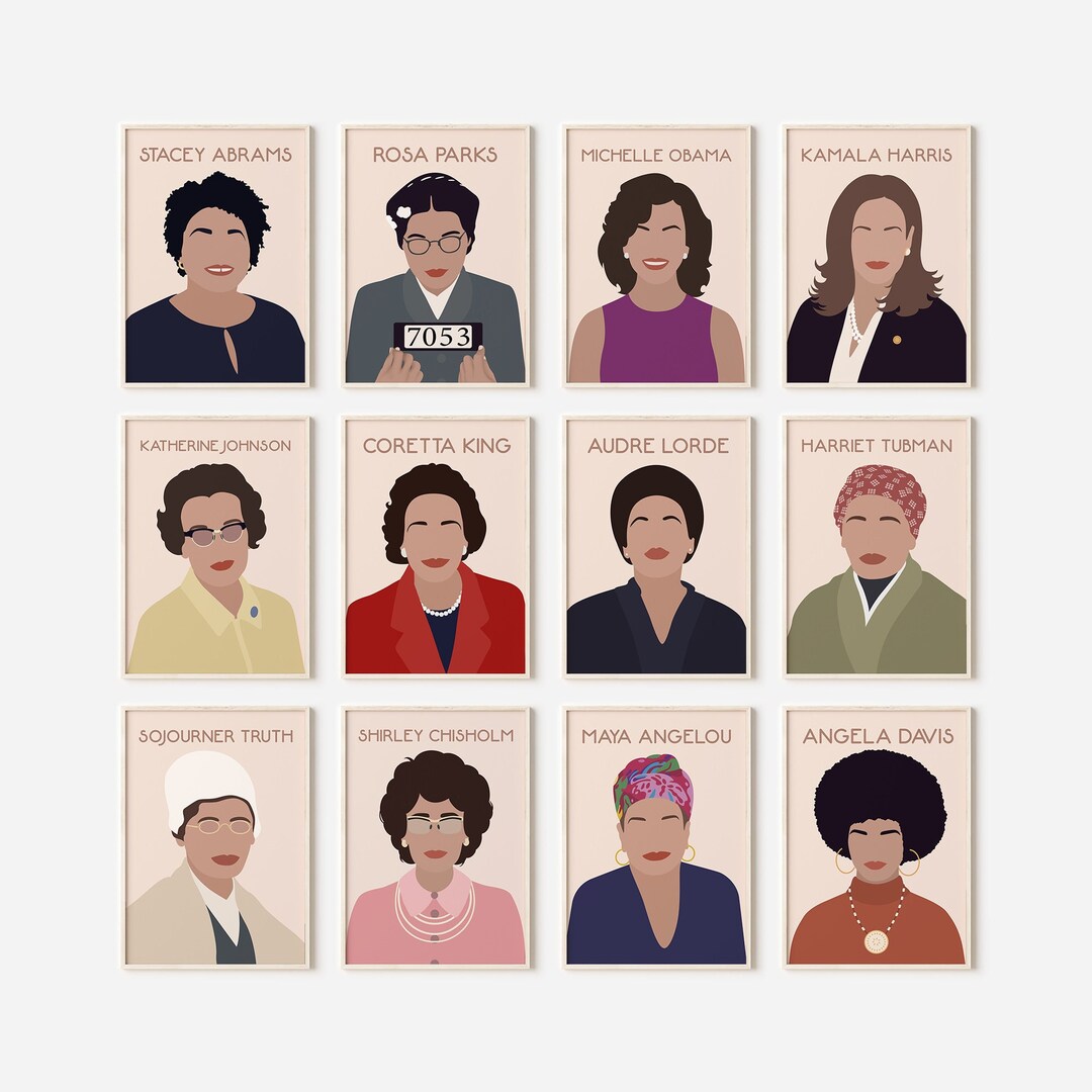 Famous Women in Black History, Set Feminist Poster, Black History Month ...