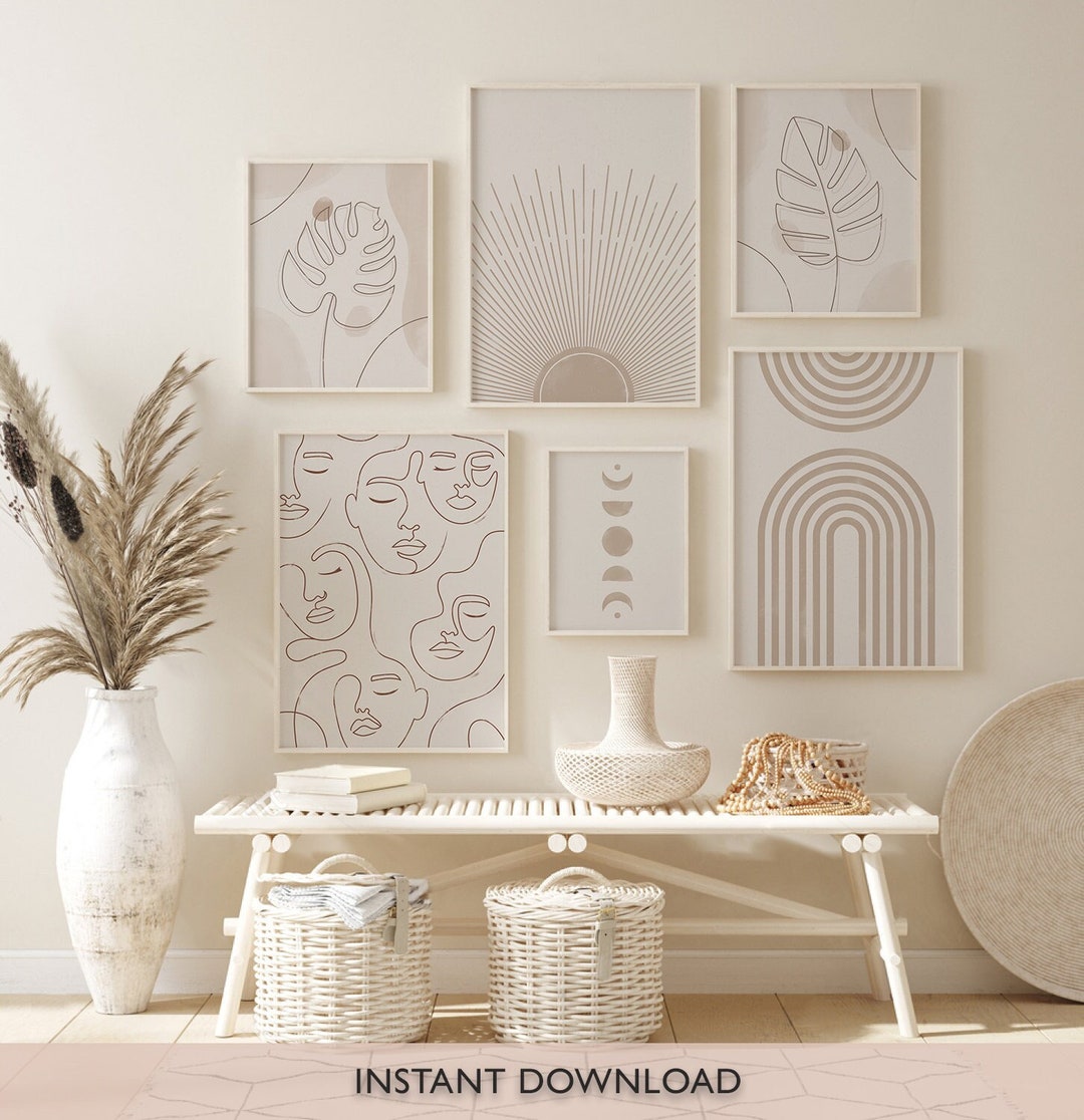 Neutral Gallery Wall Set Prints Set of 6 Prints Neutral Boho - Etsy