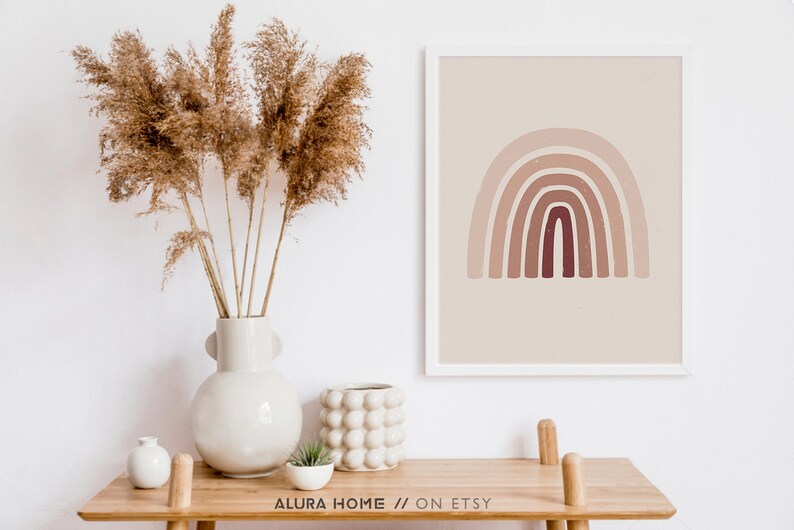 Abstract Rainbow Print Boho Rainbow Wall Art Minimalist | Etsy
