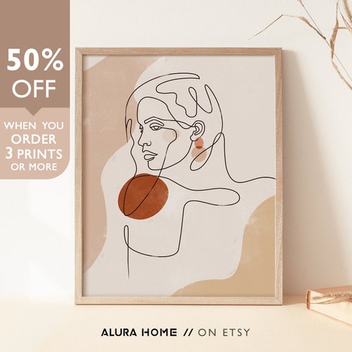 Woman Silhouette Line Drawing Abstract Face Line Art Print | Etsy