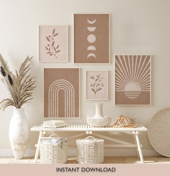 5er Set Boho Prints Galerie Wandkunst Set Boho Wand dekor | Etsy