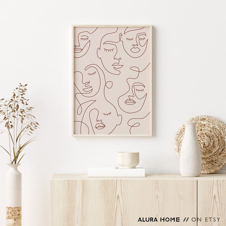 Single Line Face Art Print Minimalist Woman Line Drawing Etsy