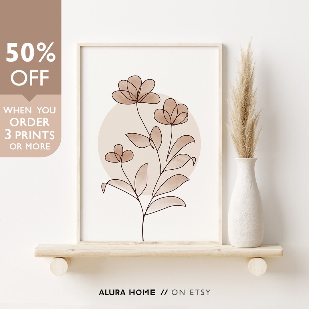 Botanical Print One Line Drawing Botanical Wall Art Flower - Etsy