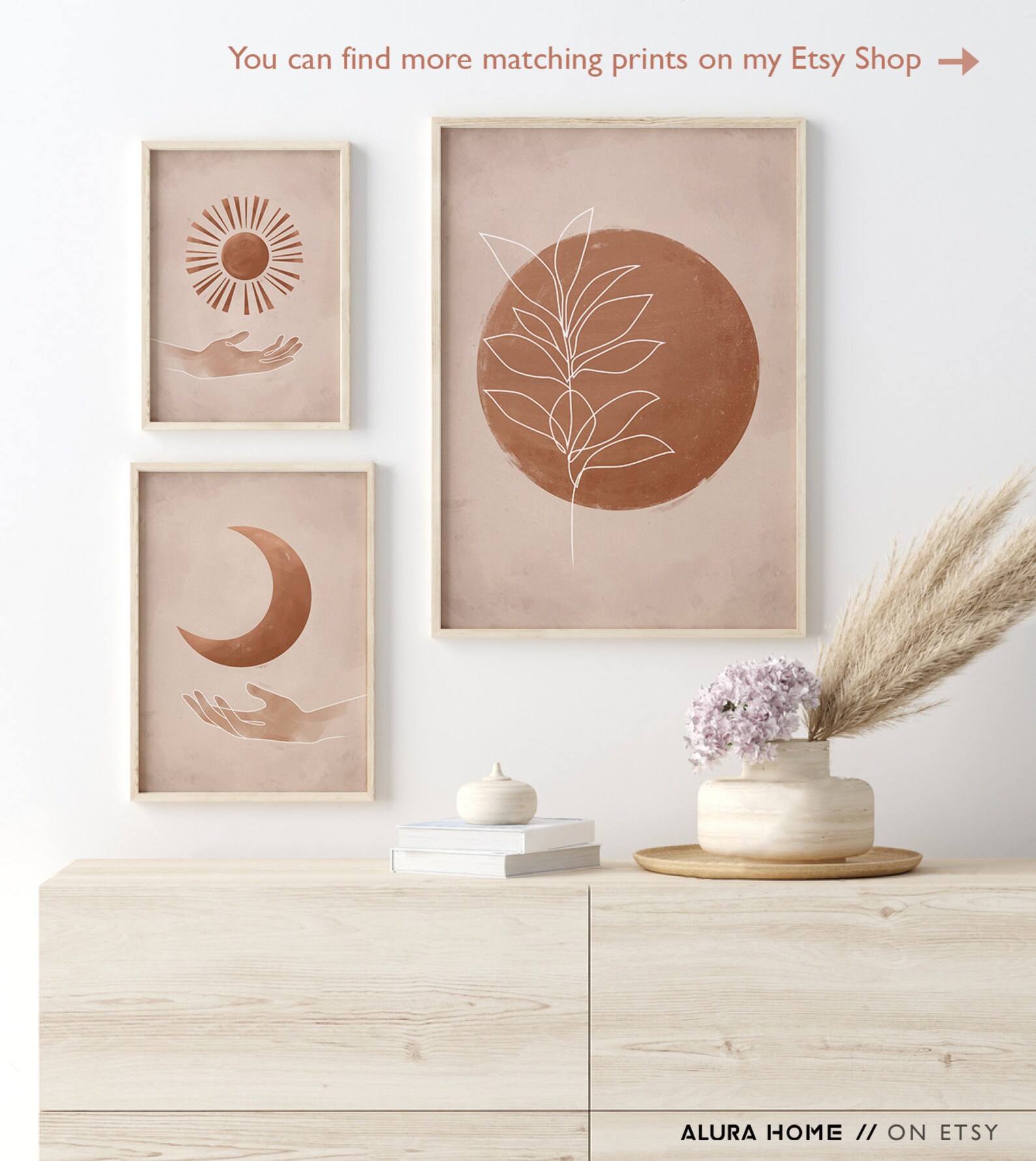 Boho Wall Art Botanical Boho Decor Print Abstract Modern | Etsy