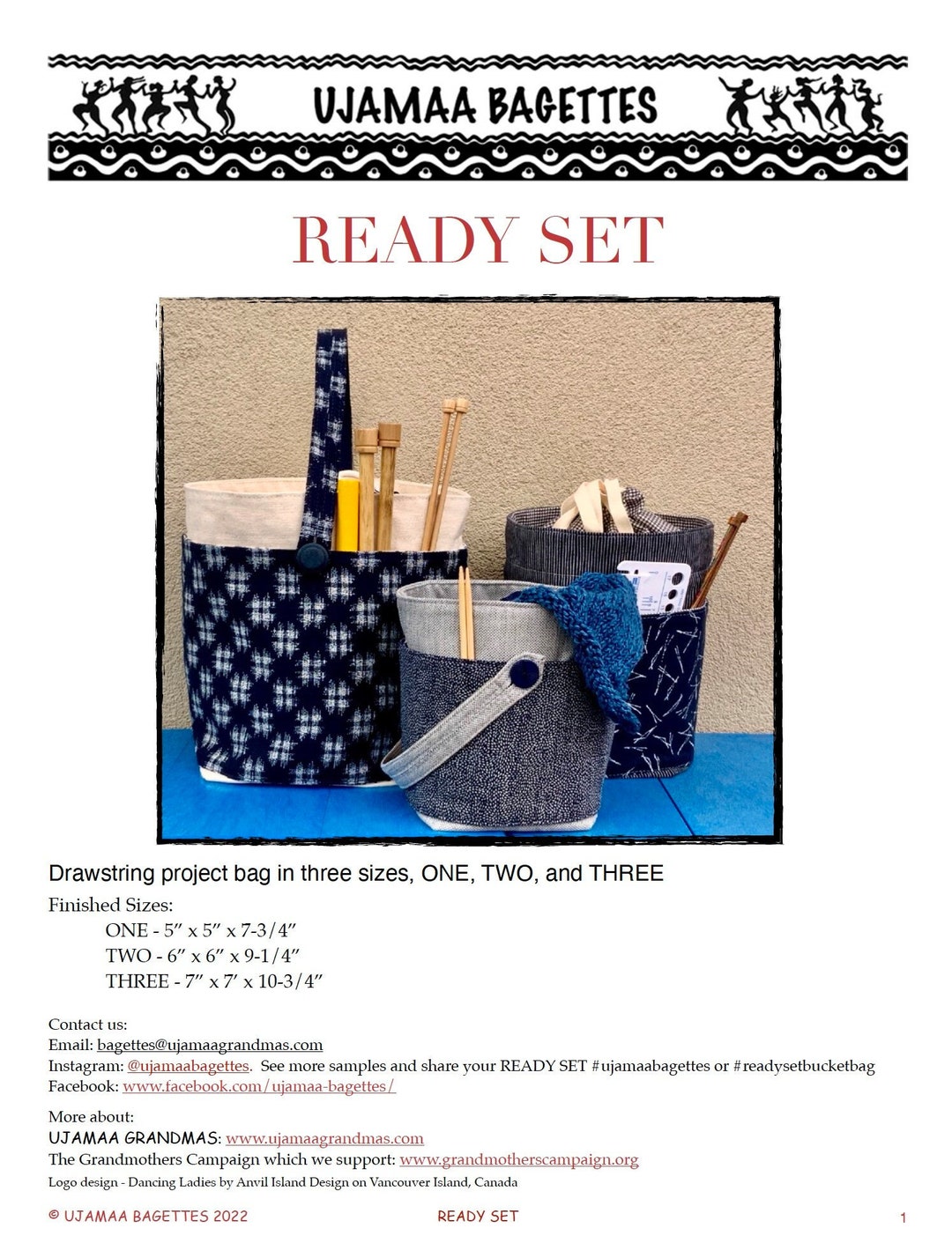 READY SET - Pdf Pattern for Three Sized Project Bucket Bag - Etsy