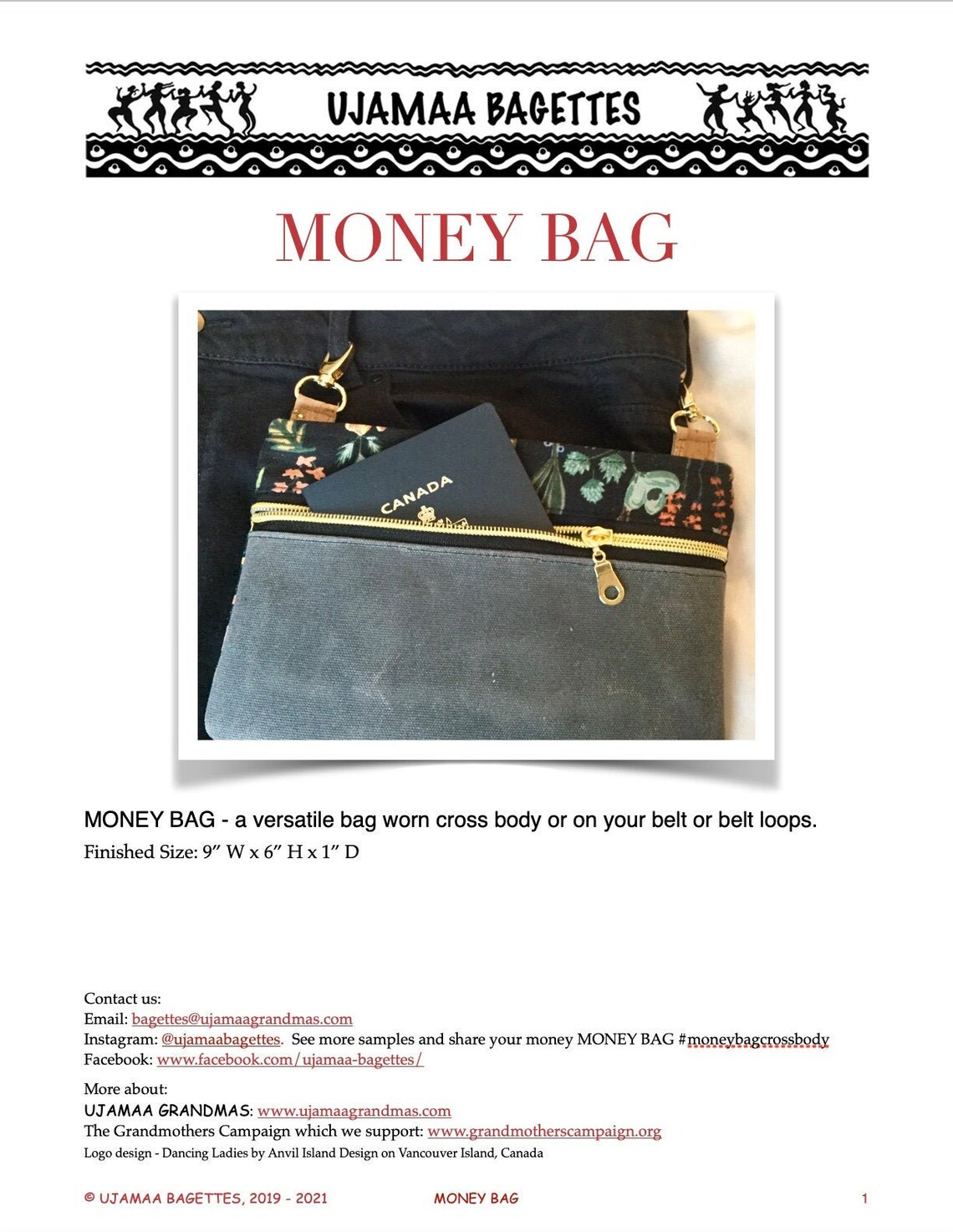 MONEY BAG - Pattern for a Waist/hip/cross Body Bag - Etsy