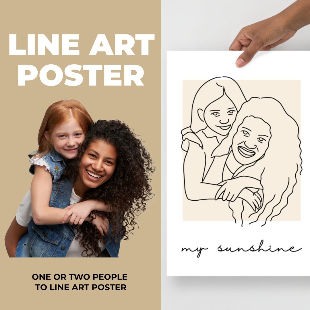 Custom Line Drawing Poster Custom Portrait Poster Line Art - Etsy