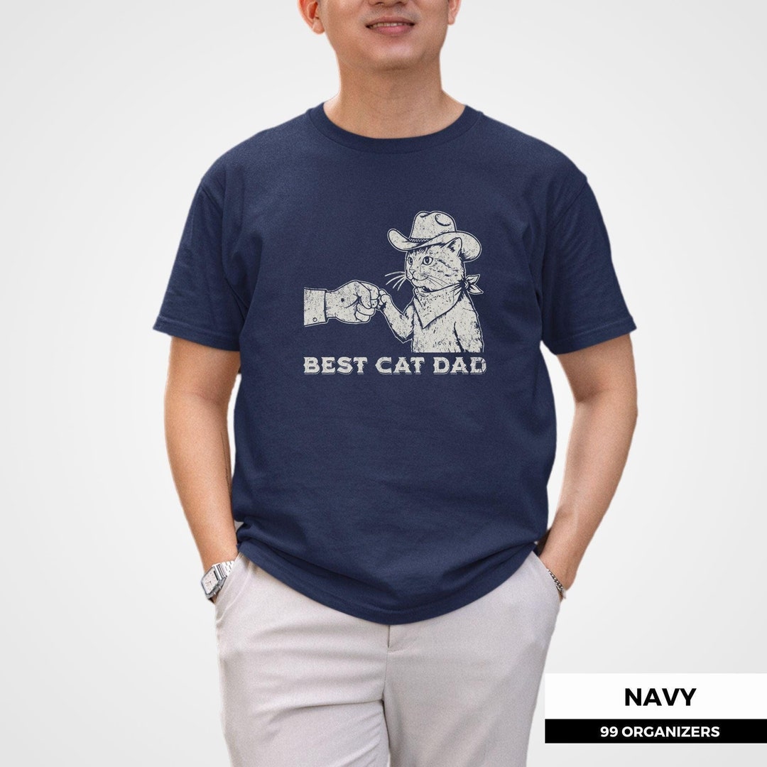 Best Cat Dad - Funny Cowboy Cat Meme Shirt, Vintage Western Cat Tee ...