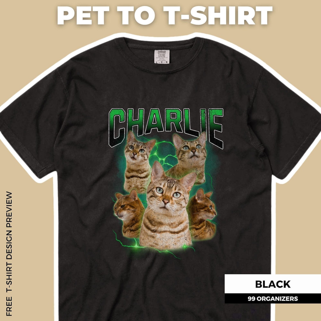 Custom Bootleg Pet T-shirt, Personalized Pet Portrait Tee, Retro 90s ...