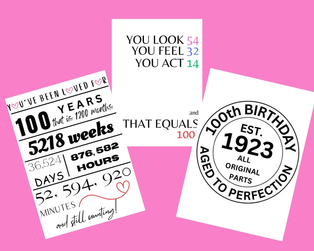 100 Year Old Card-digital 100 Years Old Card-printable Card-digital ...