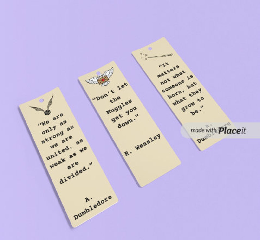Wizard Quote Digital Bookmarks 2, 6 Pack Digital Print Bookmarks ...