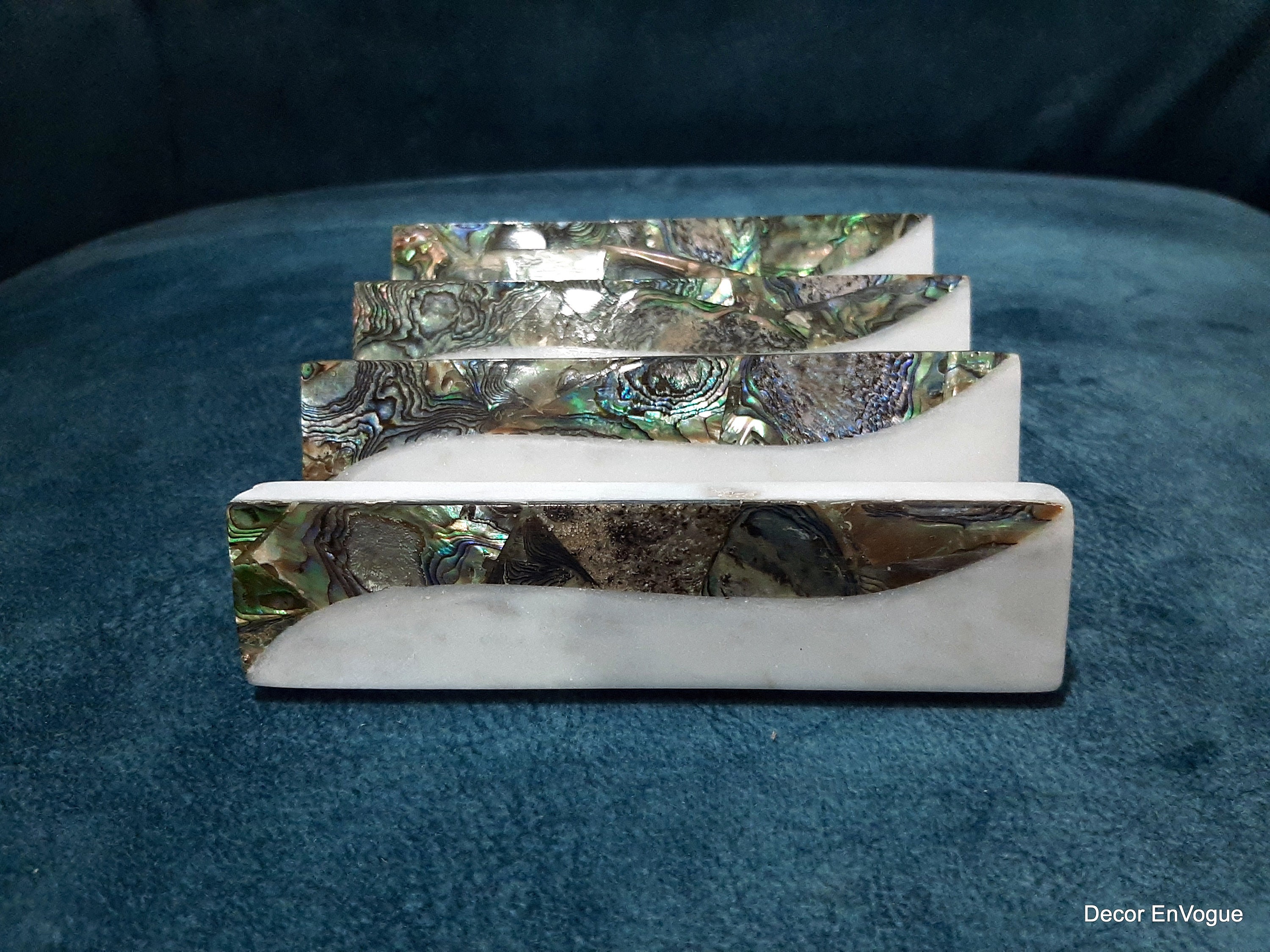 Set of White Stone Or Marble Abalone Drawer Pulls cabinets | Etsy