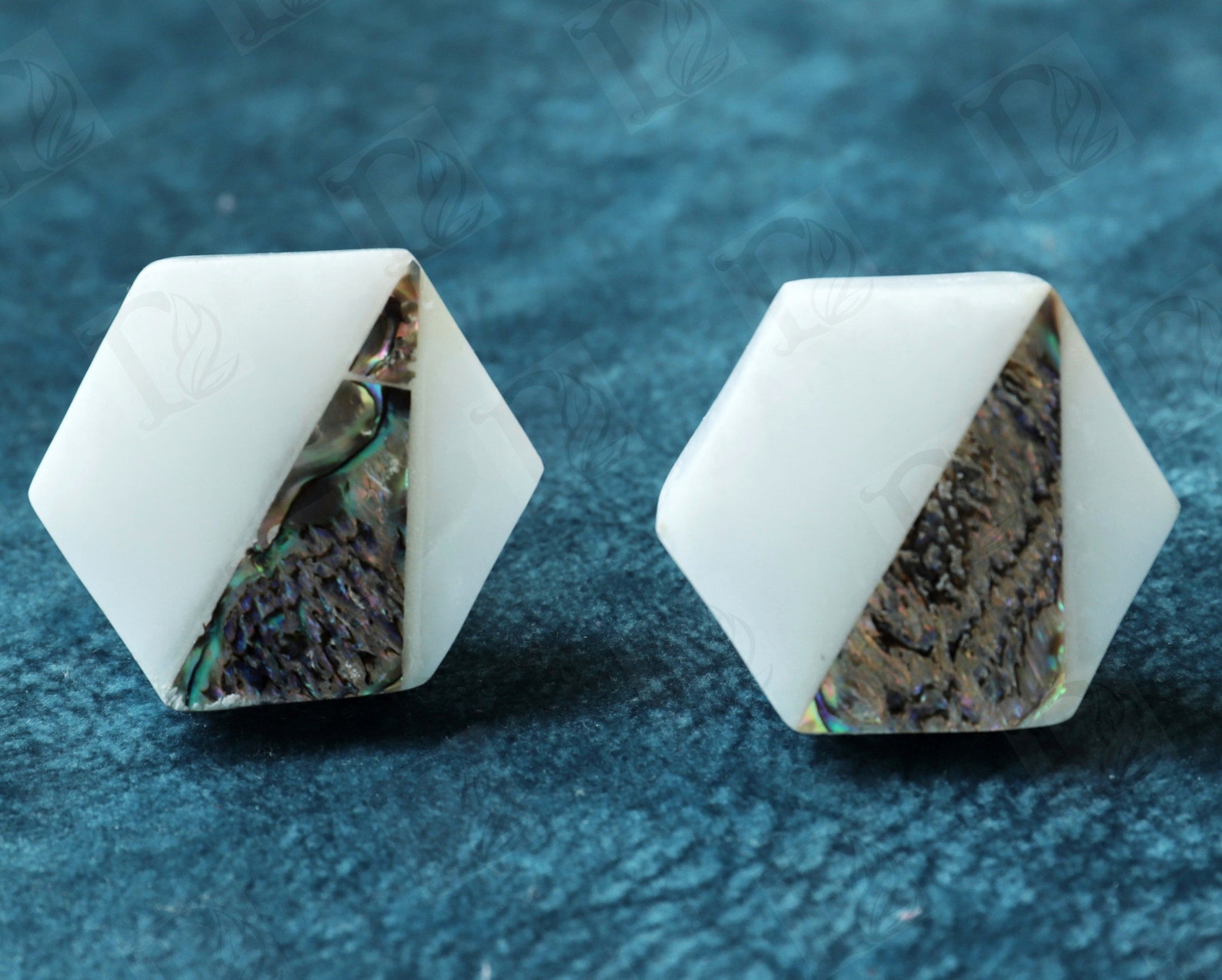 Set of White Hexagon Stone knobs | Etsy