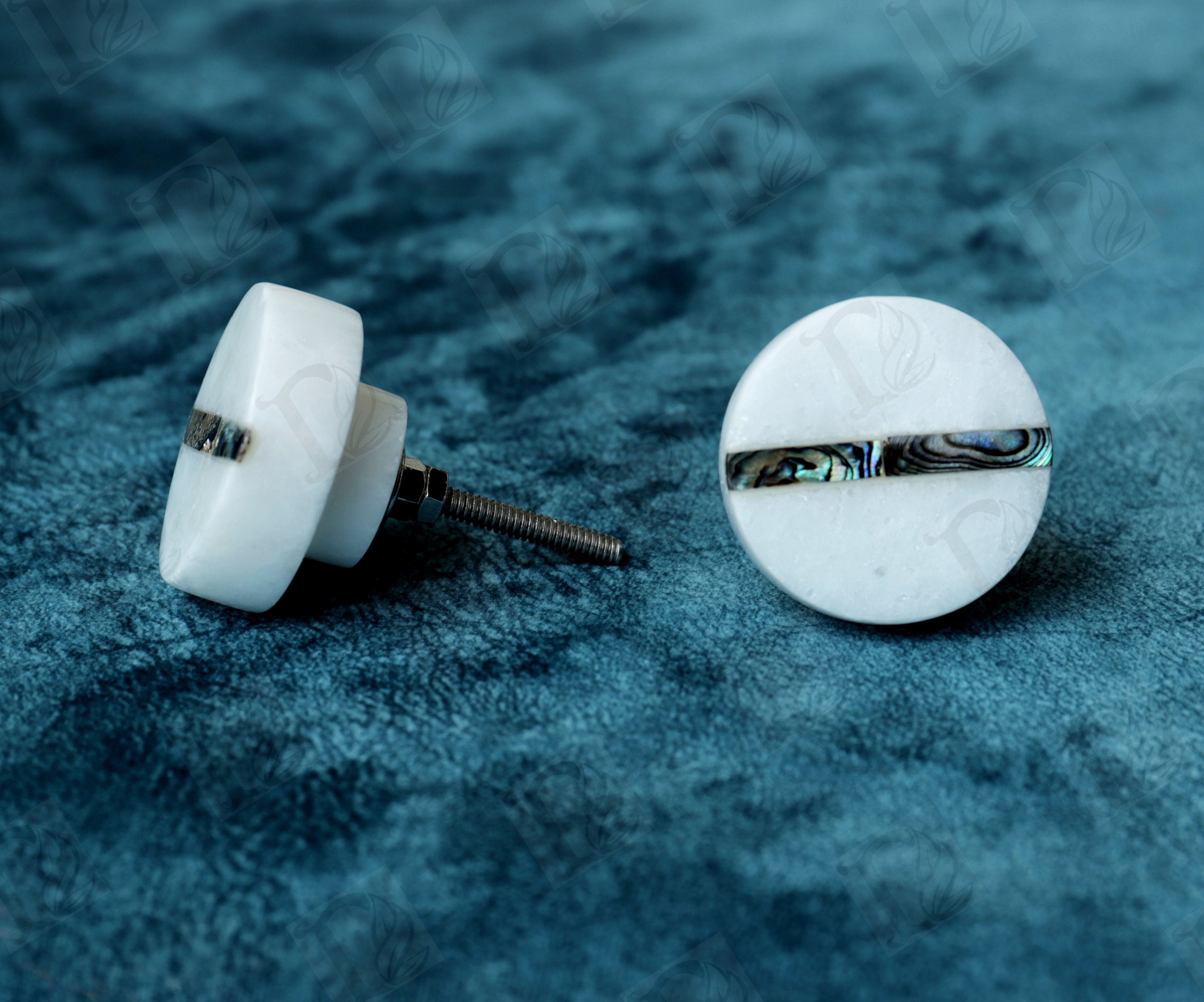 Set of Round White Stone Pulls Marble Cabinet Drawer - Etsy