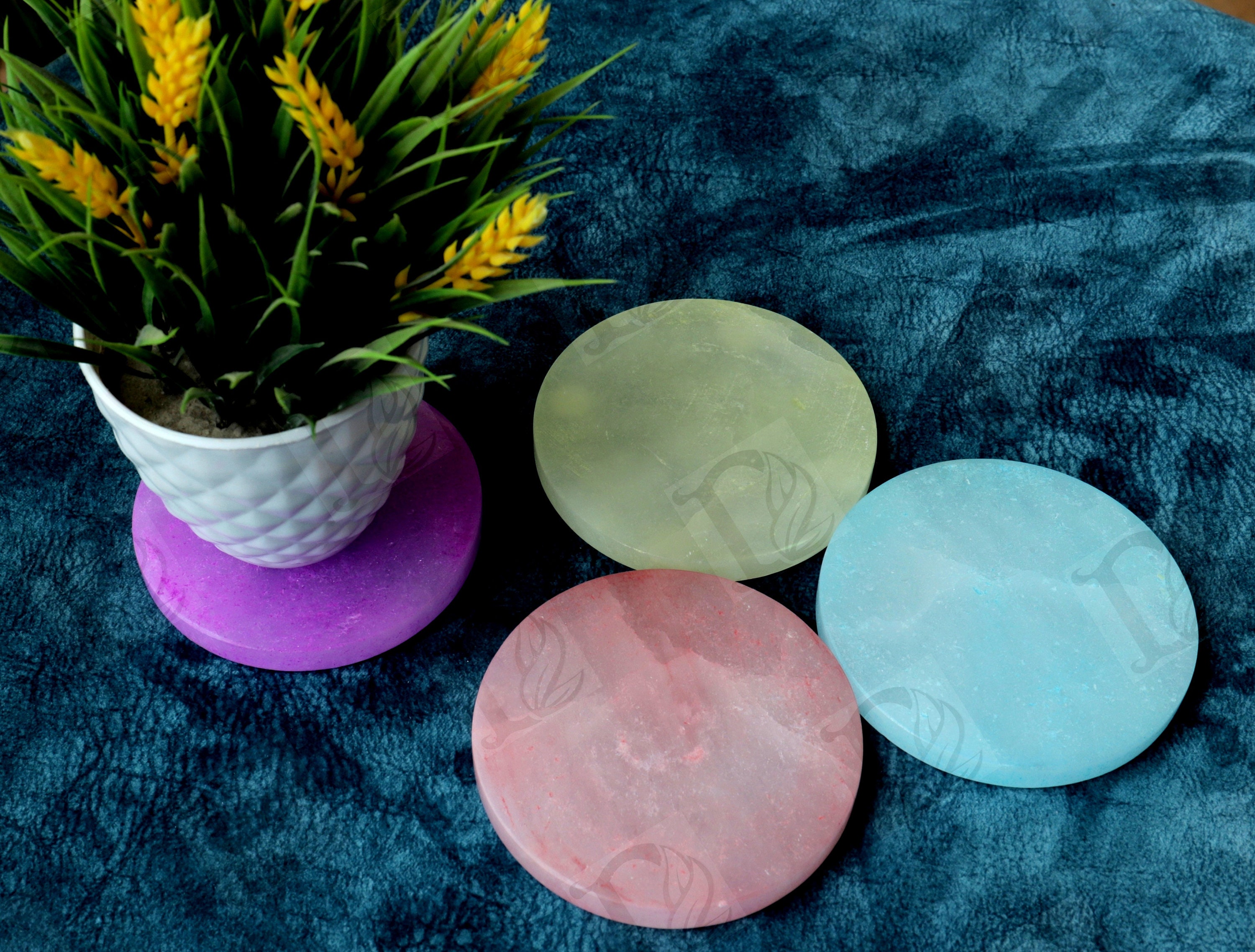 Set of 4Alabaster Round Marble CoastersNatural Stone | Etsy