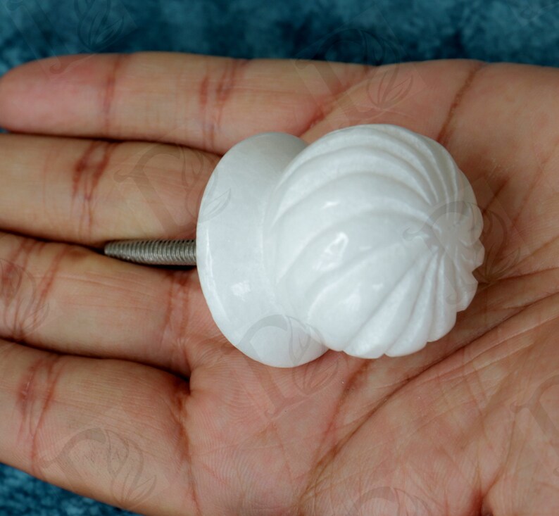 Set of Round White Stone Pulls Marble Cabinet Dresser - Etsy