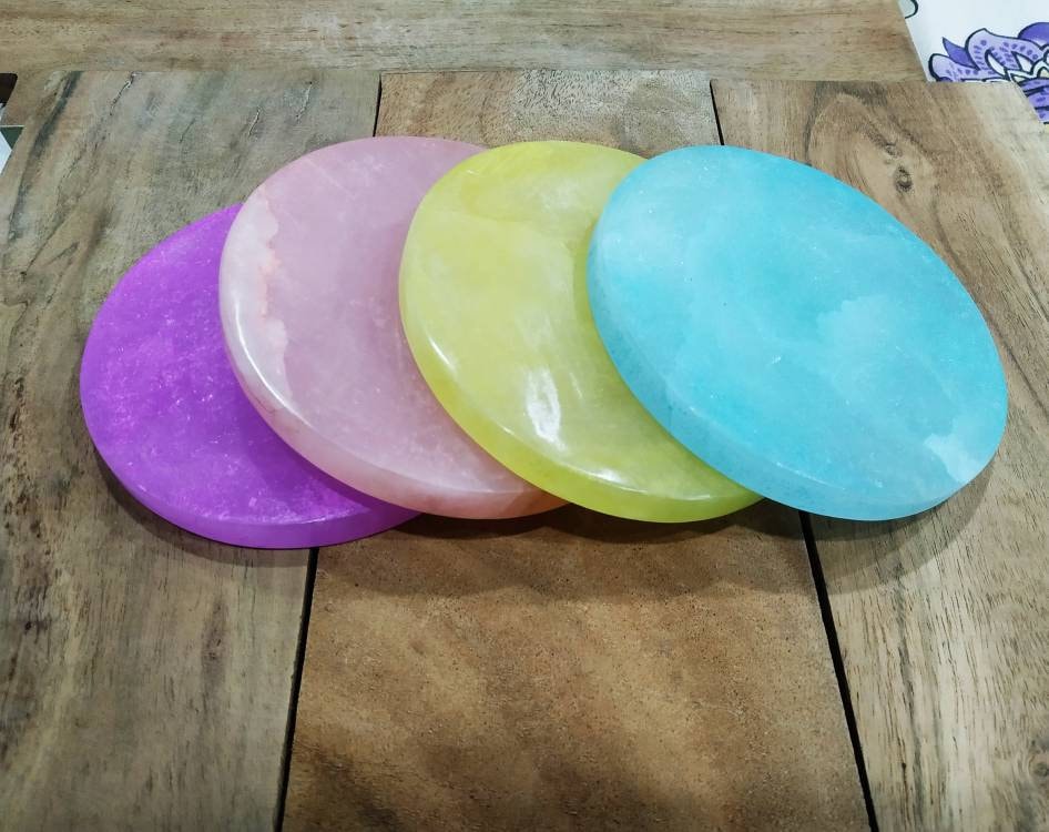 Set of 4Alabaster Round Marble CoastersNatural Stone | Etsy