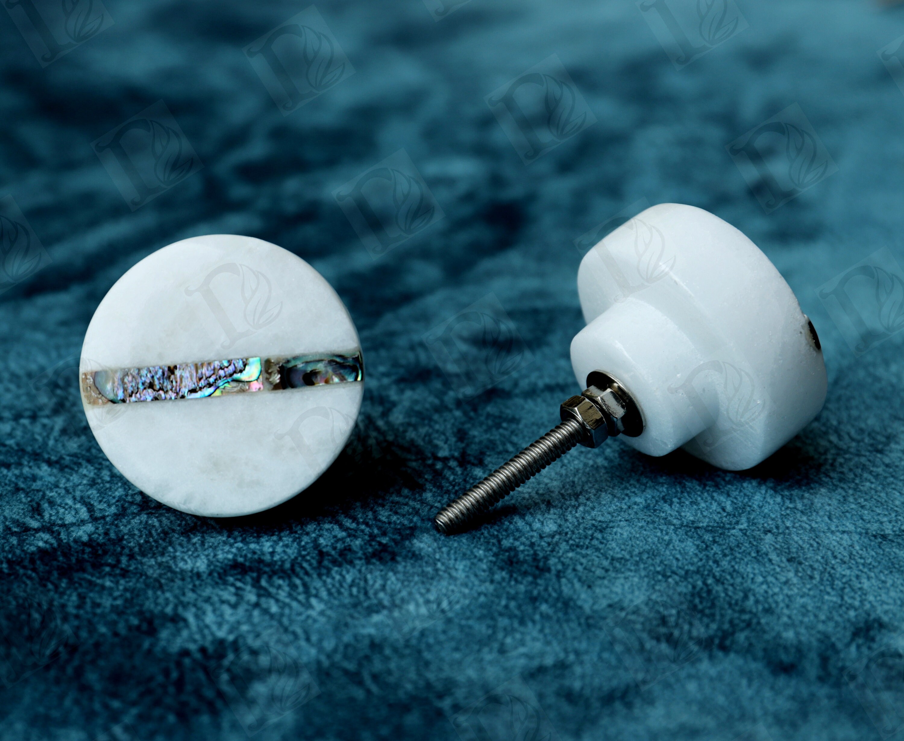 Set of Round White Stone Pulls Marble Cabinet Drawer | Etsy