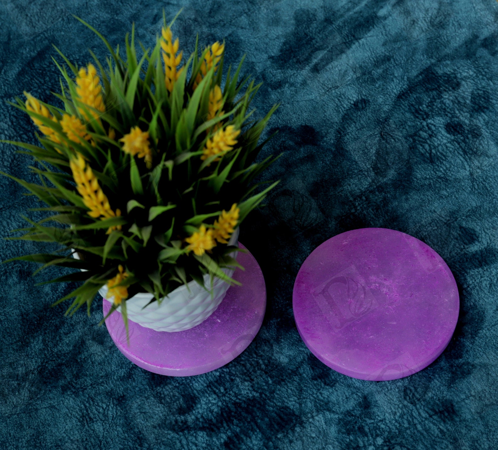 Set of 4,alabaster Round Marble Handmade Coasters or Natural Stone Tea ...