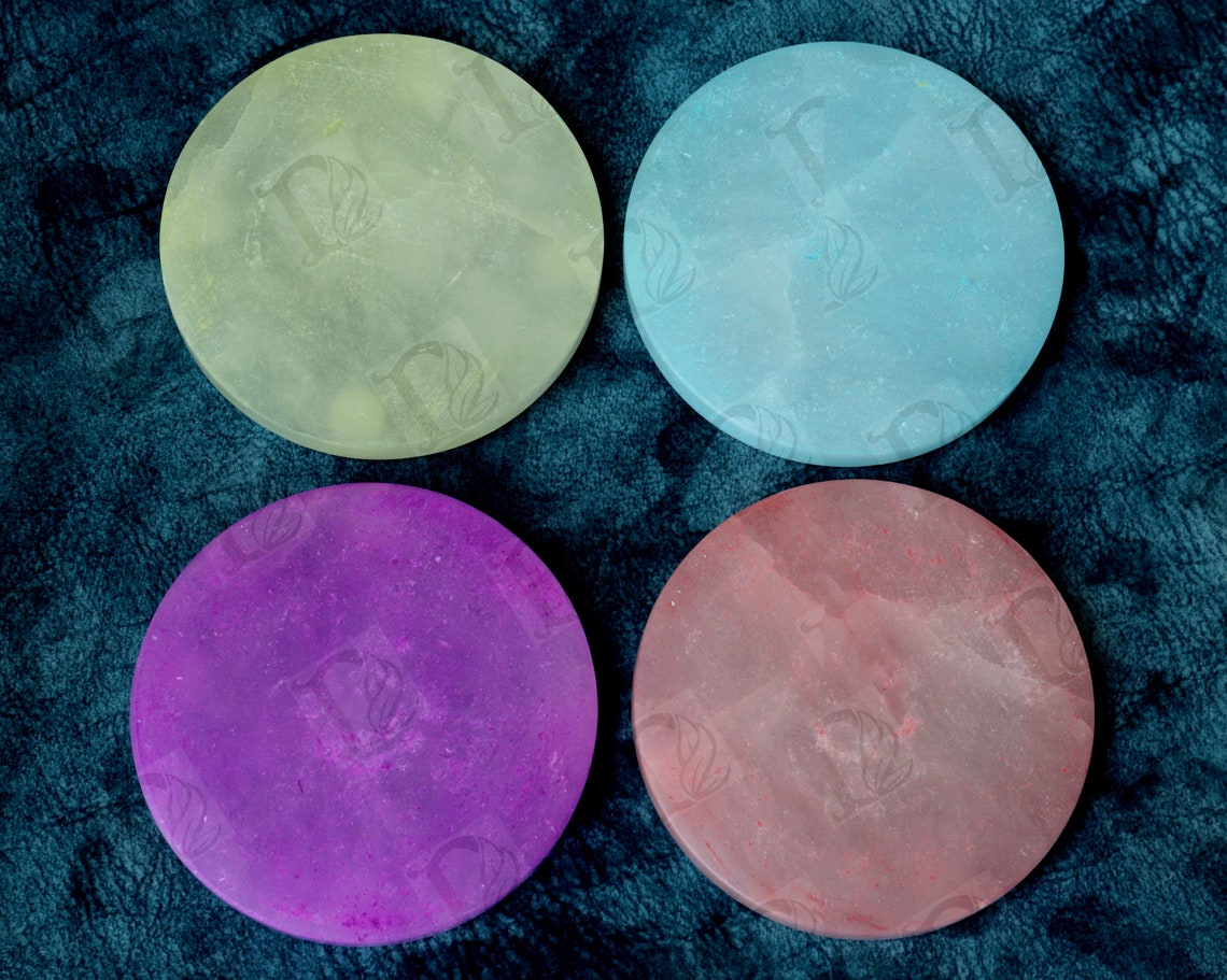Set of 4,alabaster Round Marble Coasters,natural Stone Coasters,diy ...