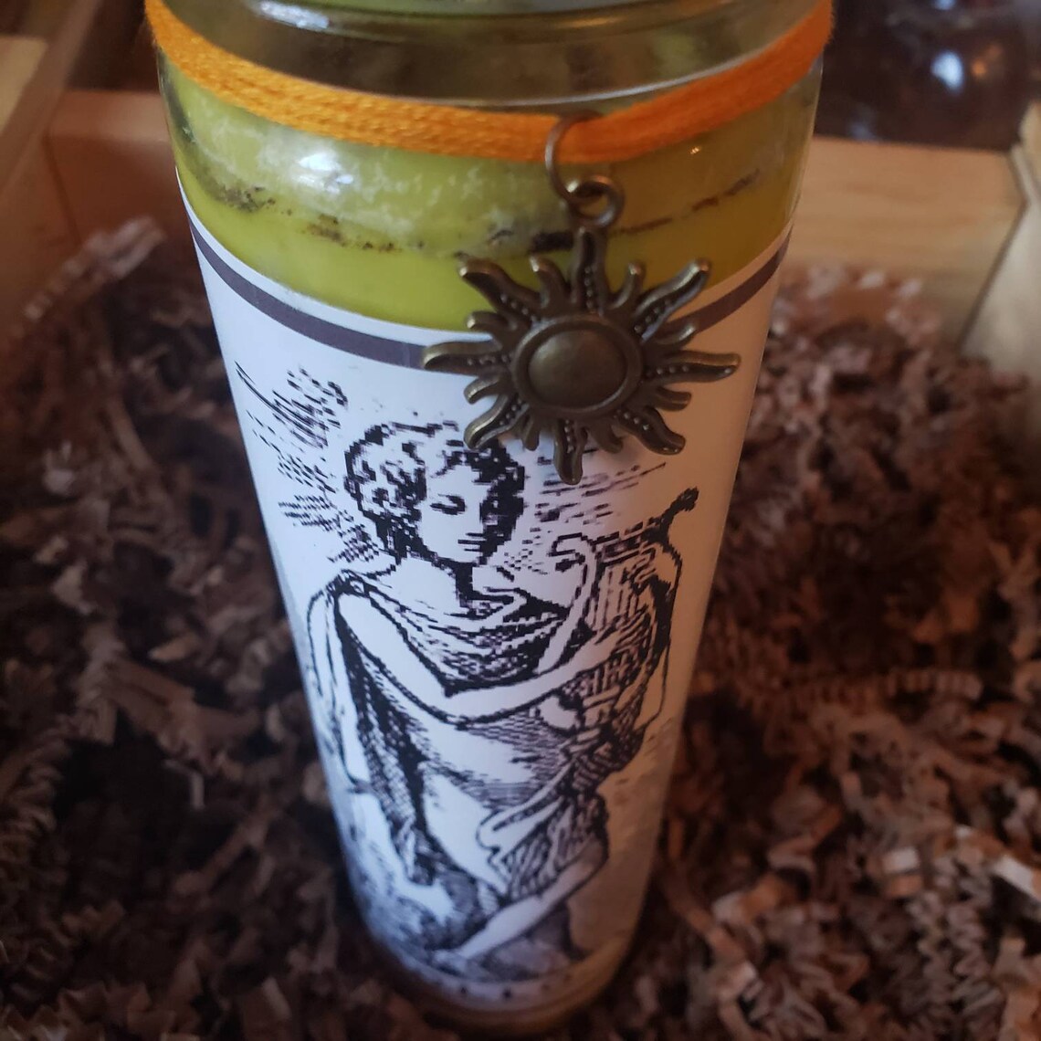 8 handmade Greek god Apollo candle w/ Sun charm. Scented | Etsy